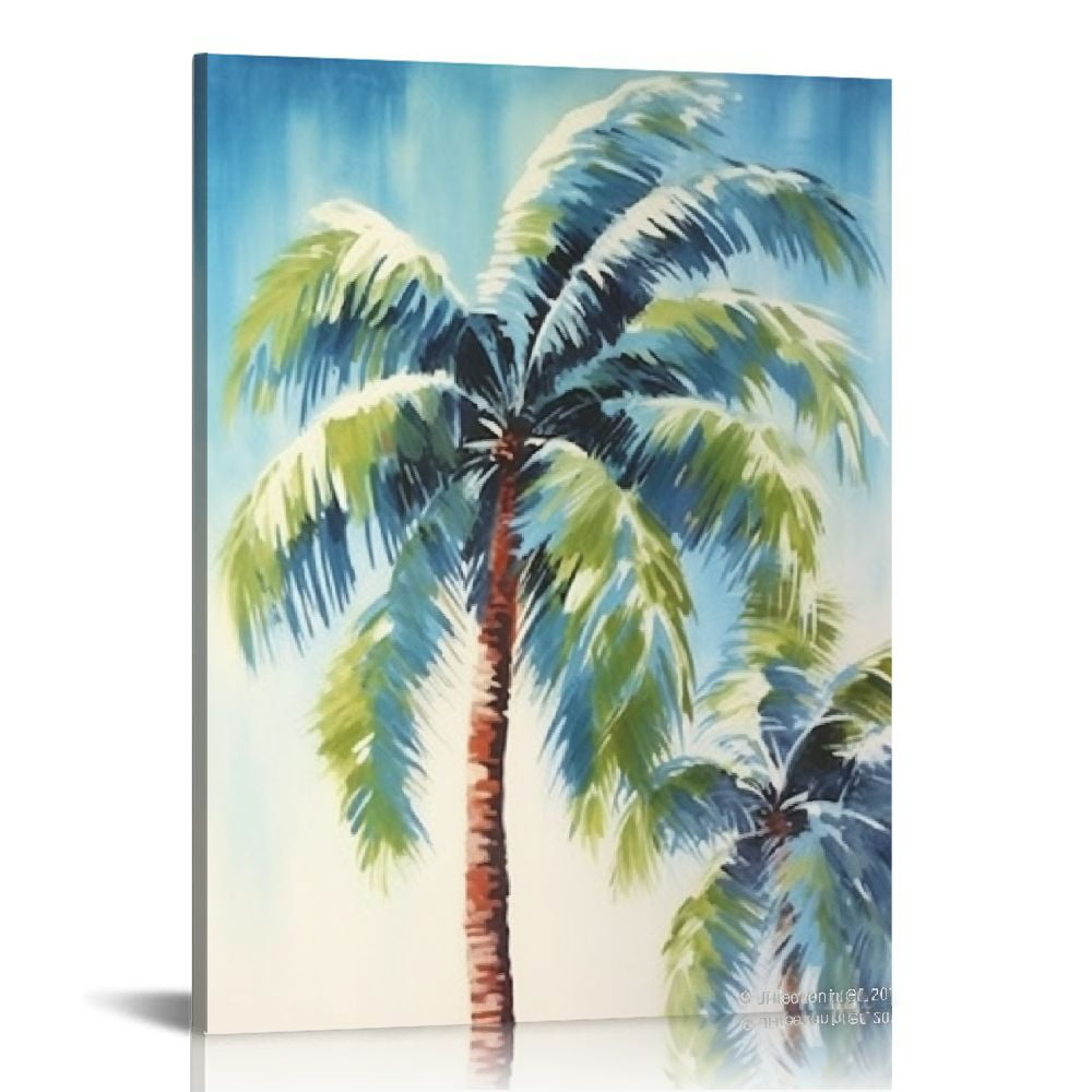 PIKWEEK Palm Tree Canvas Wall Art - Relaxing Tropical Leaves Artwork ...