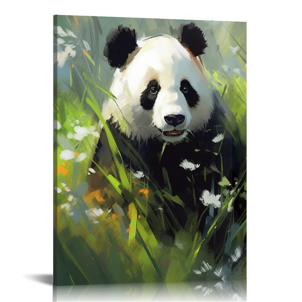 PIKWEEK Panda Canvas Wall Art Animal Pictures Wall Decor Cute Panda ...