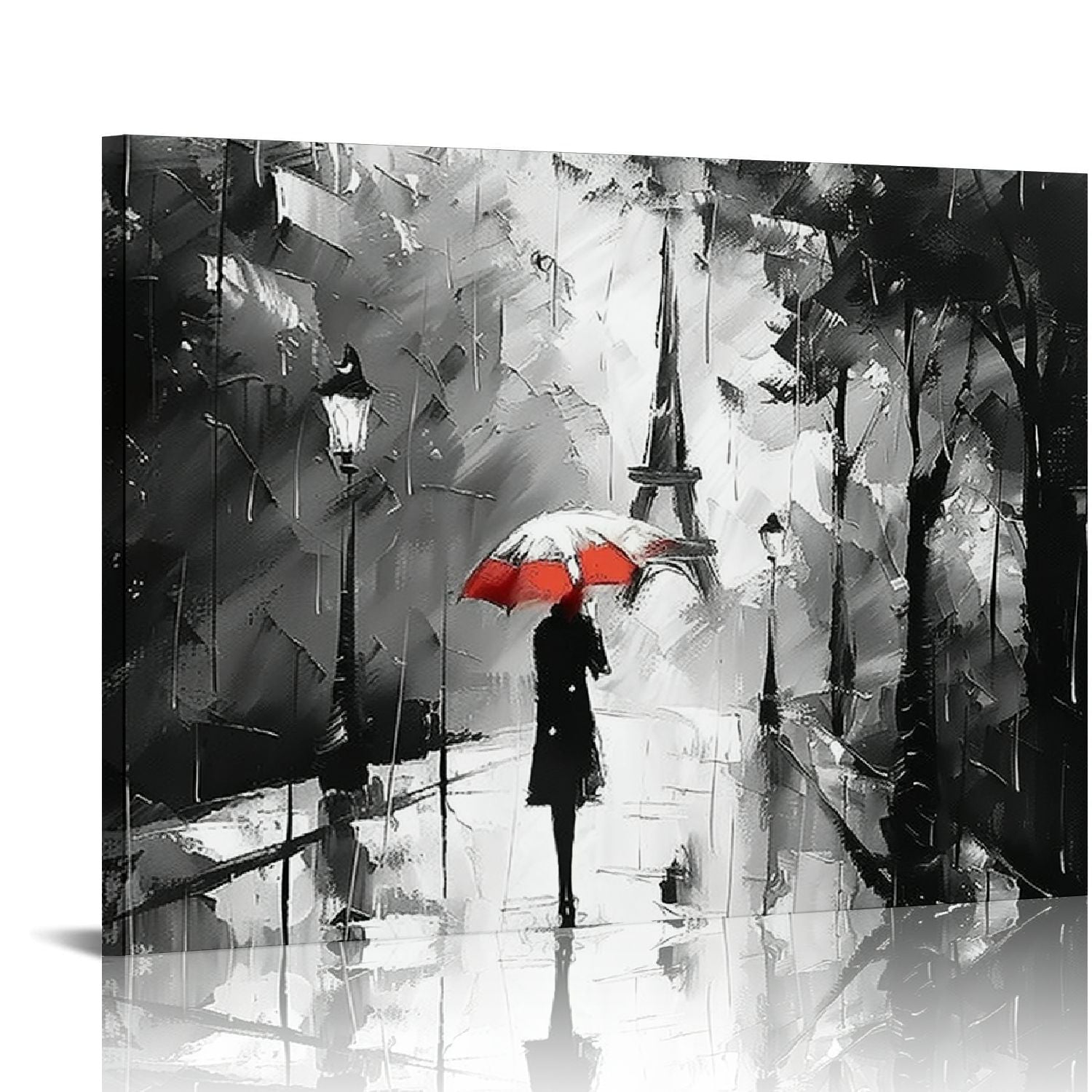 PIKWEEK Paris Wall Art for Living Room Pictures Wall Decor, Large Black ...