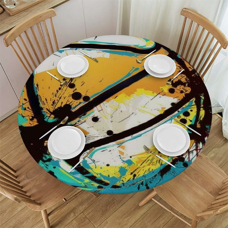 PIKWEEK Picnic Dining Kitchen Farmhouse Round Tablecloth Splattered ...