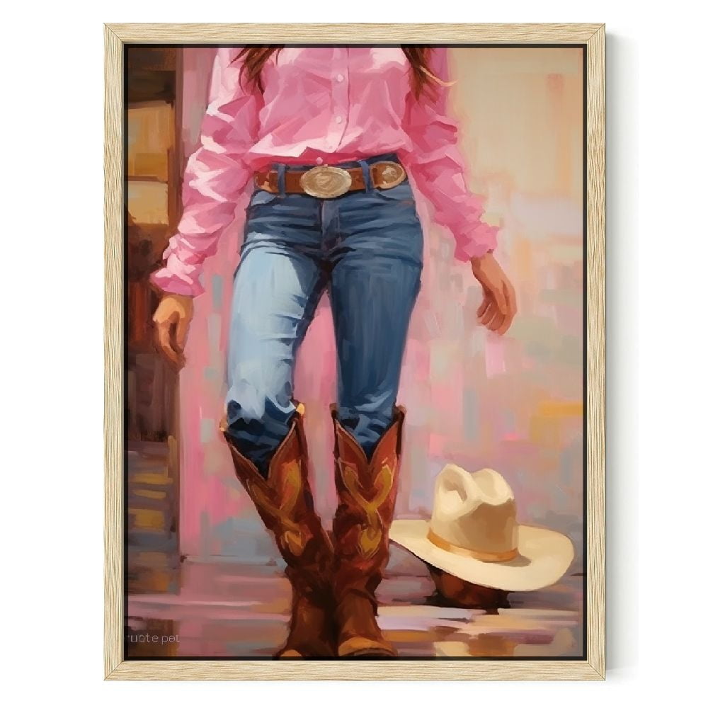 PIKWEEK Pink Canvas Wall Art Cowboy Boots Art Print Western Cowgirl ...