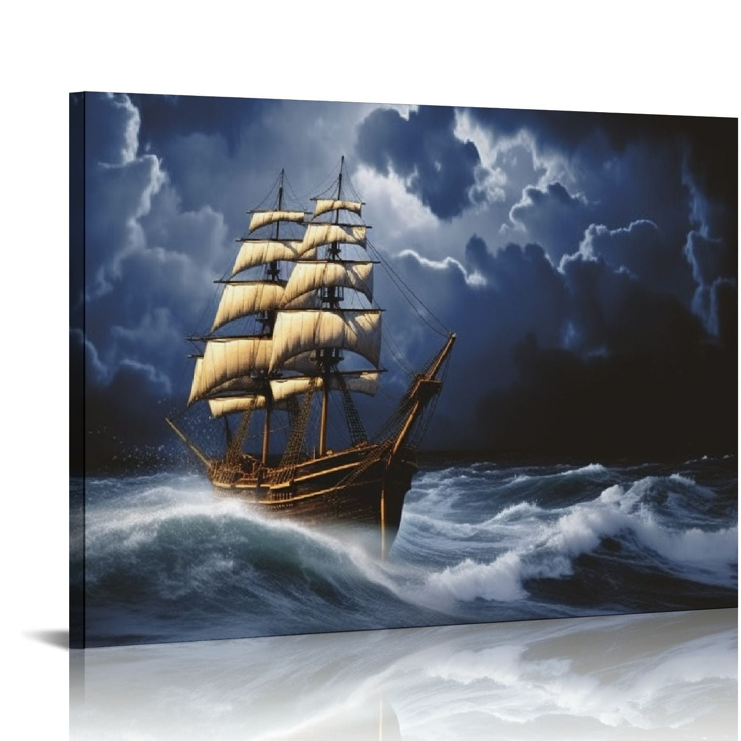 PIKWEEK Pirate Ship in Blue Thunderstorm,Sea Boat Canvas Art Poster ...