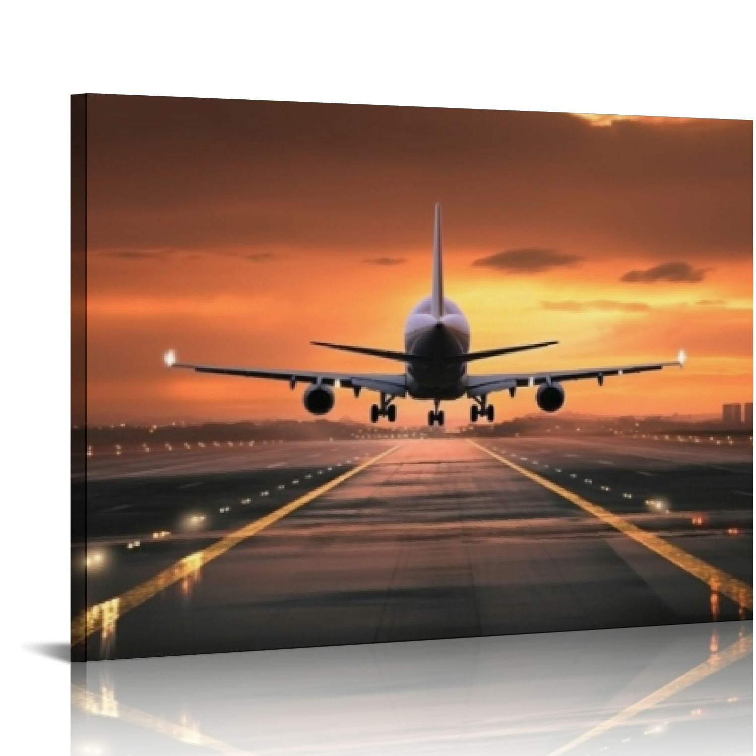 PIKWEEK Posters Sunset Airplane Taking Off on The Wall Art Airport ...