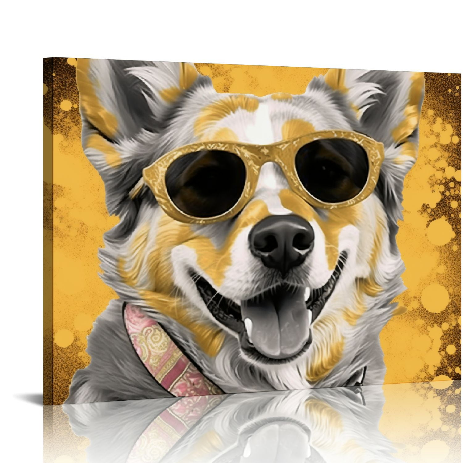 PIKWEEK Puppy Canvas Wall Art Cute Gold Dogs Picture Prints Corgi and ...