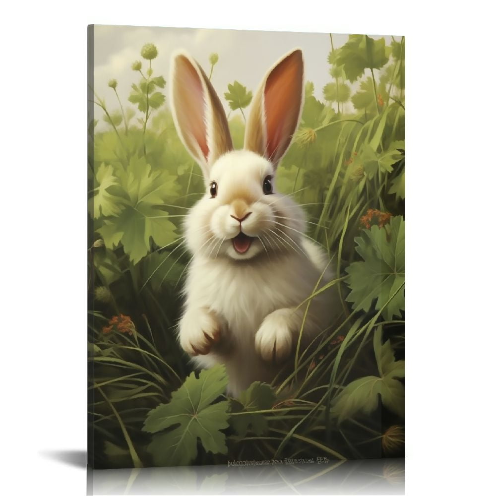 PIKWEEK Rabbit Cartoon Painting, Cute Rabbit Poster,Room Canvas Wall ...
