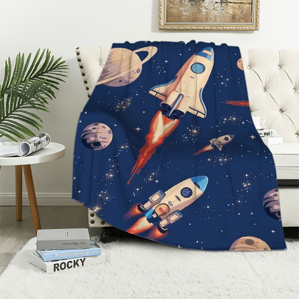 PIKWEEK Rocket Blanket Astronaut Blanket Cozy Outer Space Gifts for ...