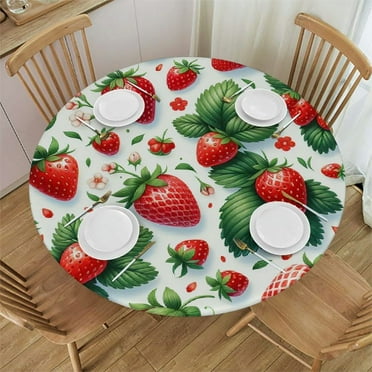 PIKWEEK Colorful Plant Flower Round Fitted Tablecloth Fitted Table ...