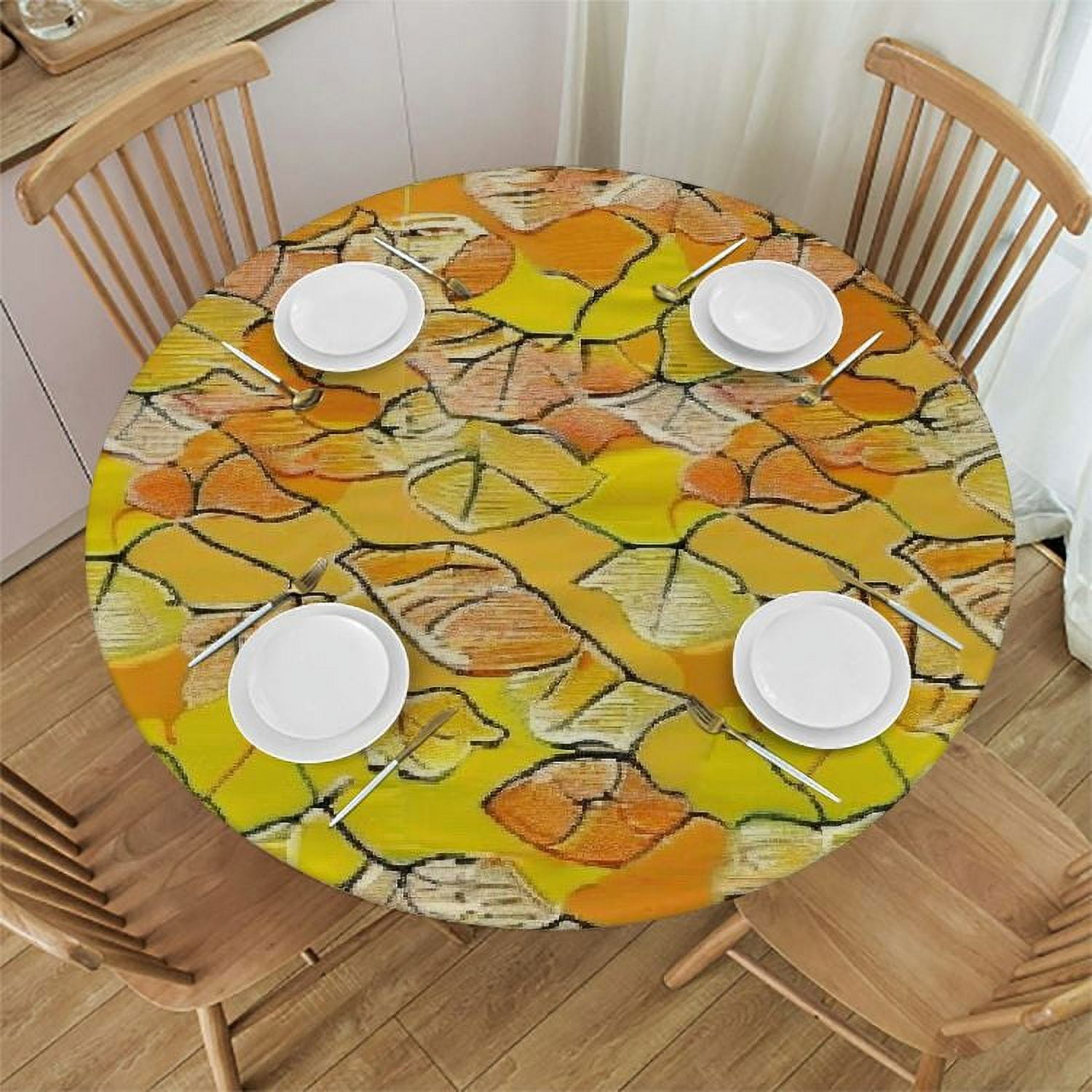 PIKWEEK Round Table Cover Cloth Fruit Elastic Edged Fitted Table Cover ...