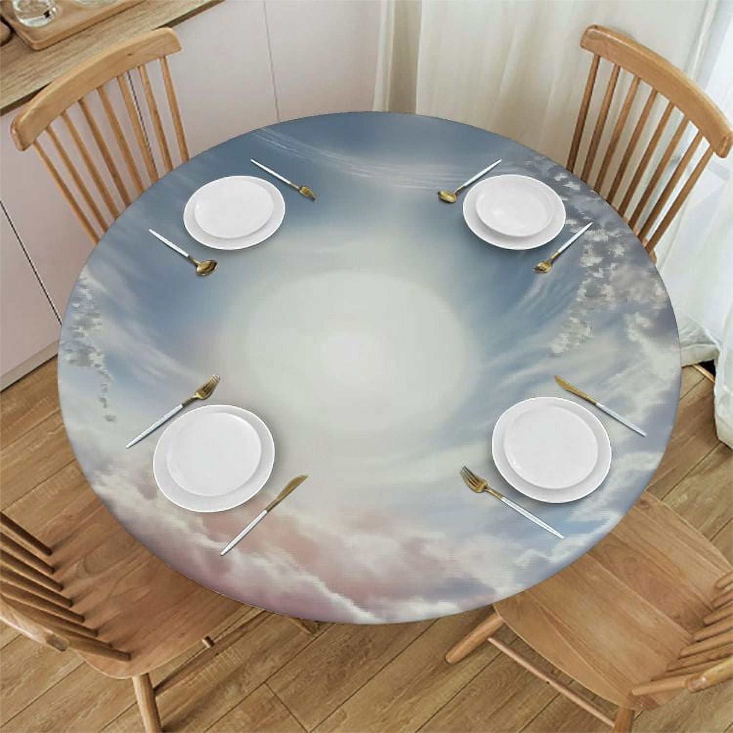 PIKWEEK Round Table Cover, Waterproof Reusable Table Cloth Round Fitted ...