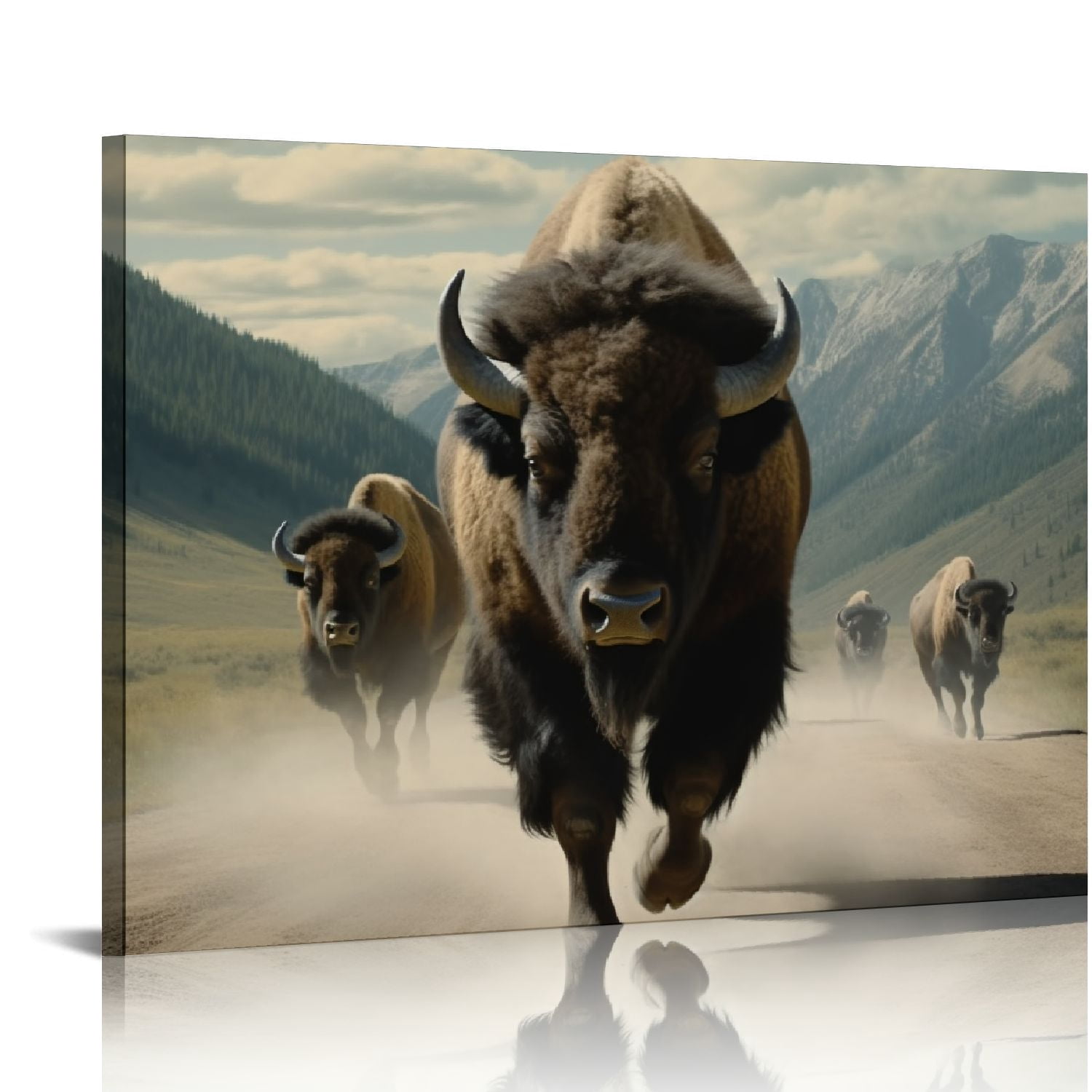 PIKWEEK Running, Wildlife Artistic Wall Art, Framed Canvas Print ...