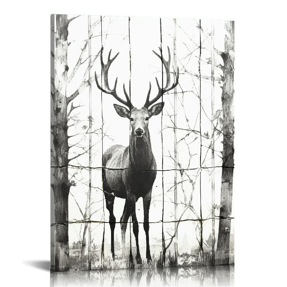 PIKWEEK Rustic Nature Deer Wall Decor Nordic Forest Animal Deer ...