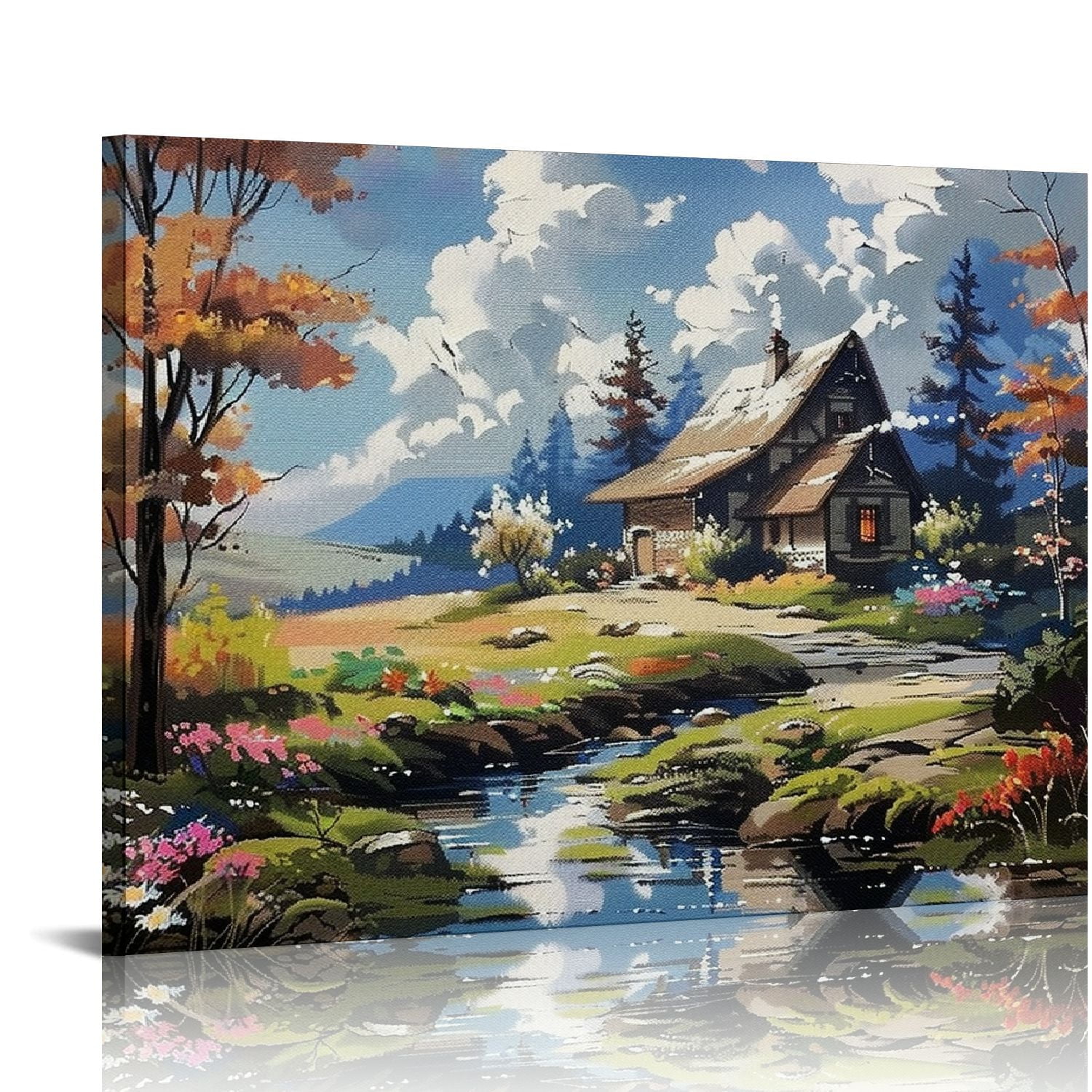 Wuche Rustic Old Barn Canvas Wall Art Farmhouse Barn Family Decor Print ...