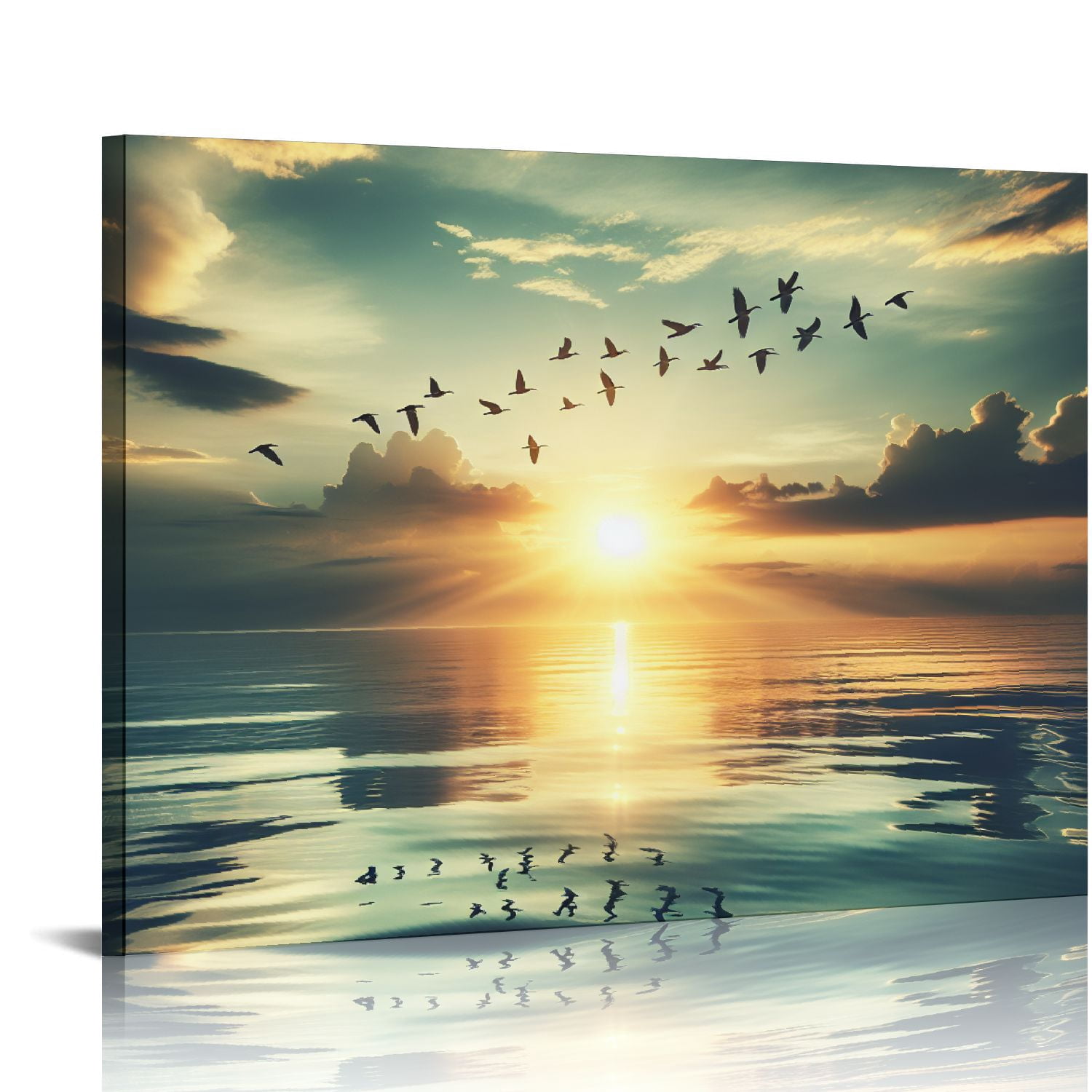 PIKWEEK Sea Beach Canvas Wall Art Sun Ocean Landscape Canvas Prints ...