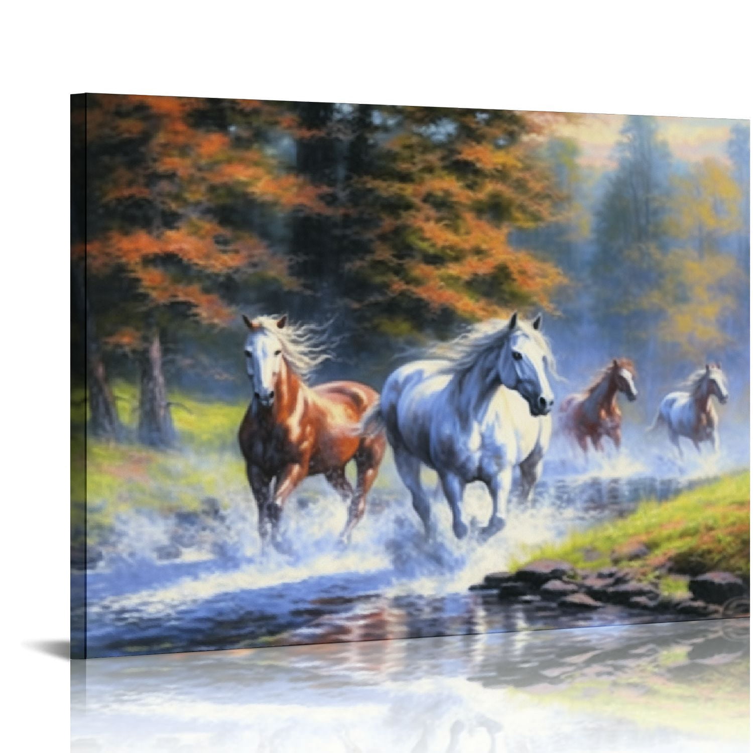PIKWEEK Seven Lucky Running Wild Horses Poster Decorative Painting ...