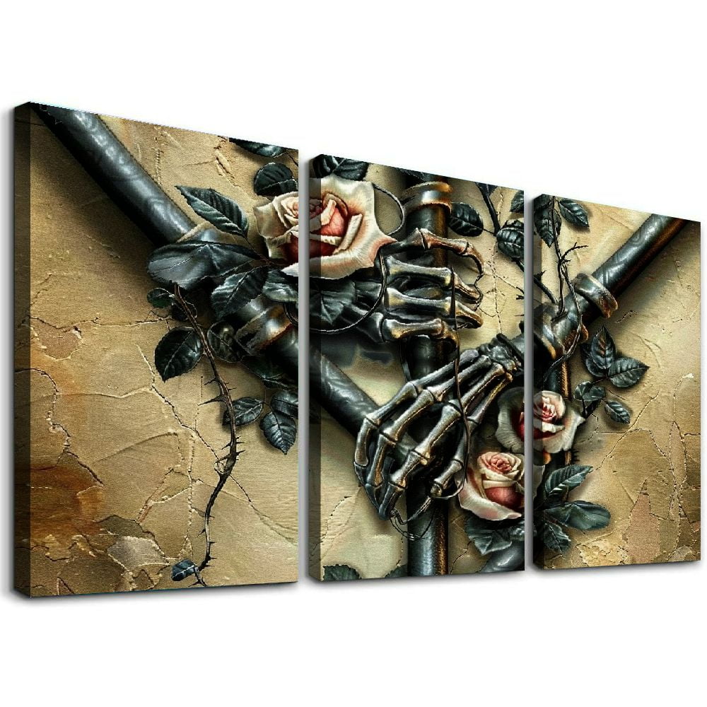 PIKWEEK Skeleton Hand Wall Art Hands Forever Hand Painting Canvas ...