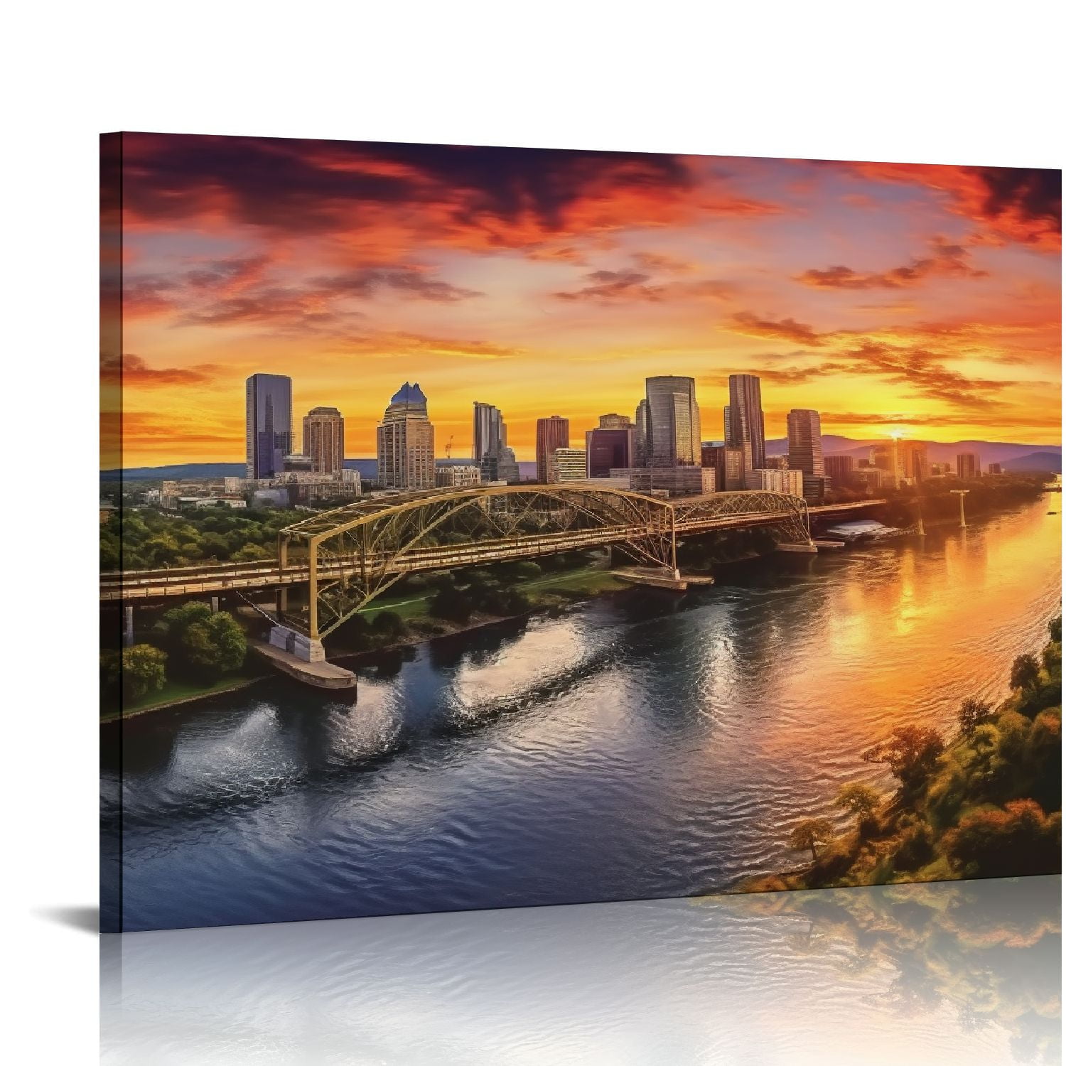 PIKWEEK Skyline Wall Art for Living Room Cityscape Canvas Modern Home ...