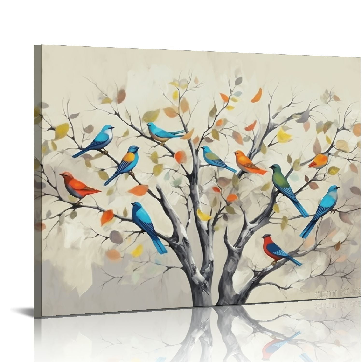 PIKWEEK Spring Flowers Canvas Wall Art Birds on Tree Branches Picture ...