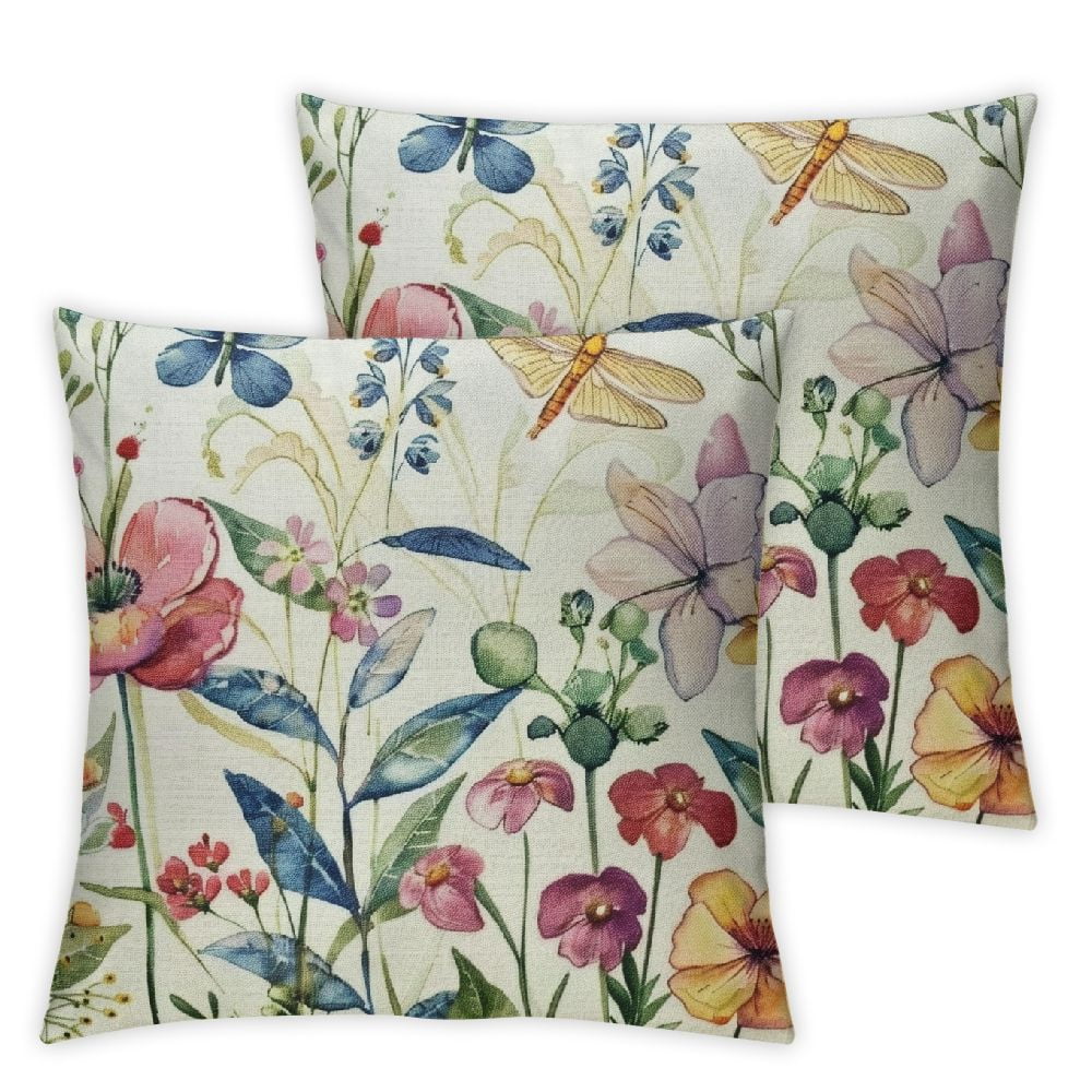 Wuche Spring Pillow Covers 18x18 Inch Set of 2 Colorful Floral ...