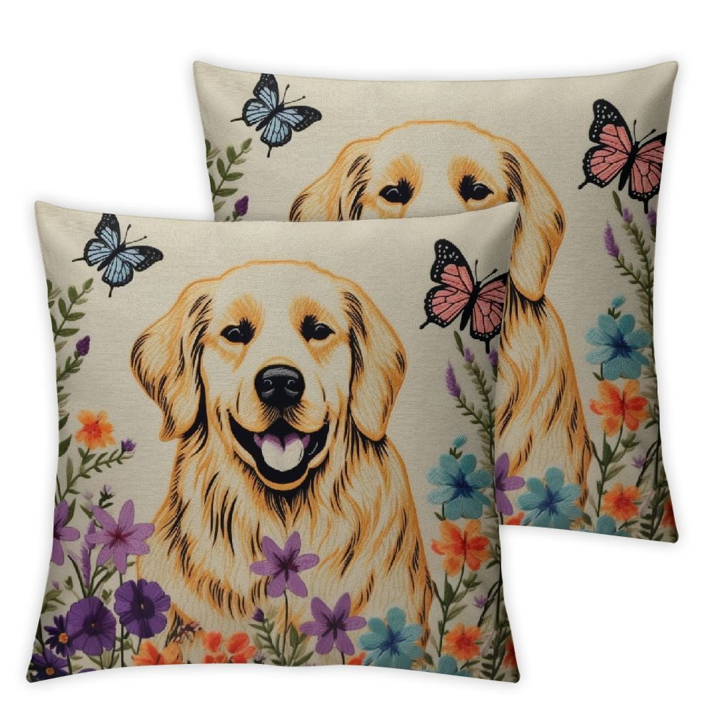 PIKWEEK Spring Pillow Covers Golden Retriever Yellow Lab Throw ...