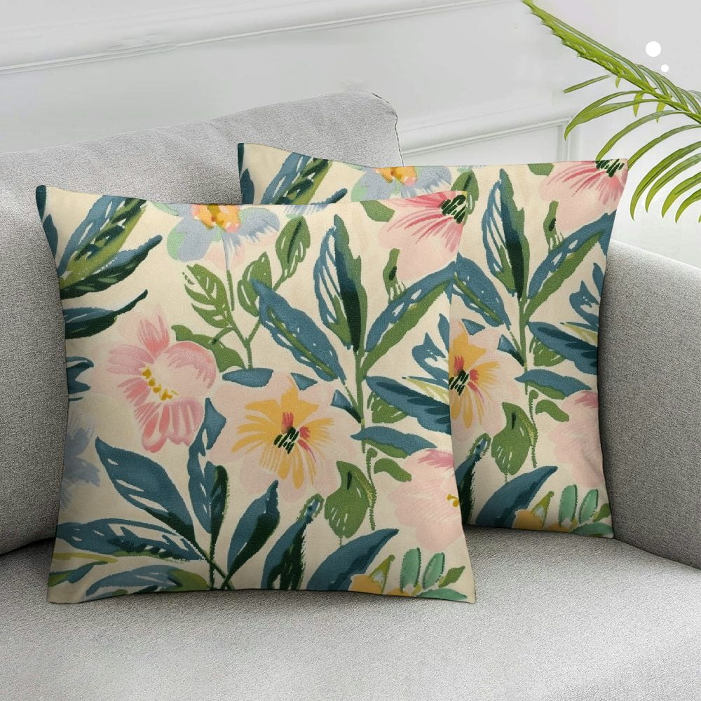 Wuche Spring Yellow Blue Pink Floral Pillow Covers Set of 2 Cute ...