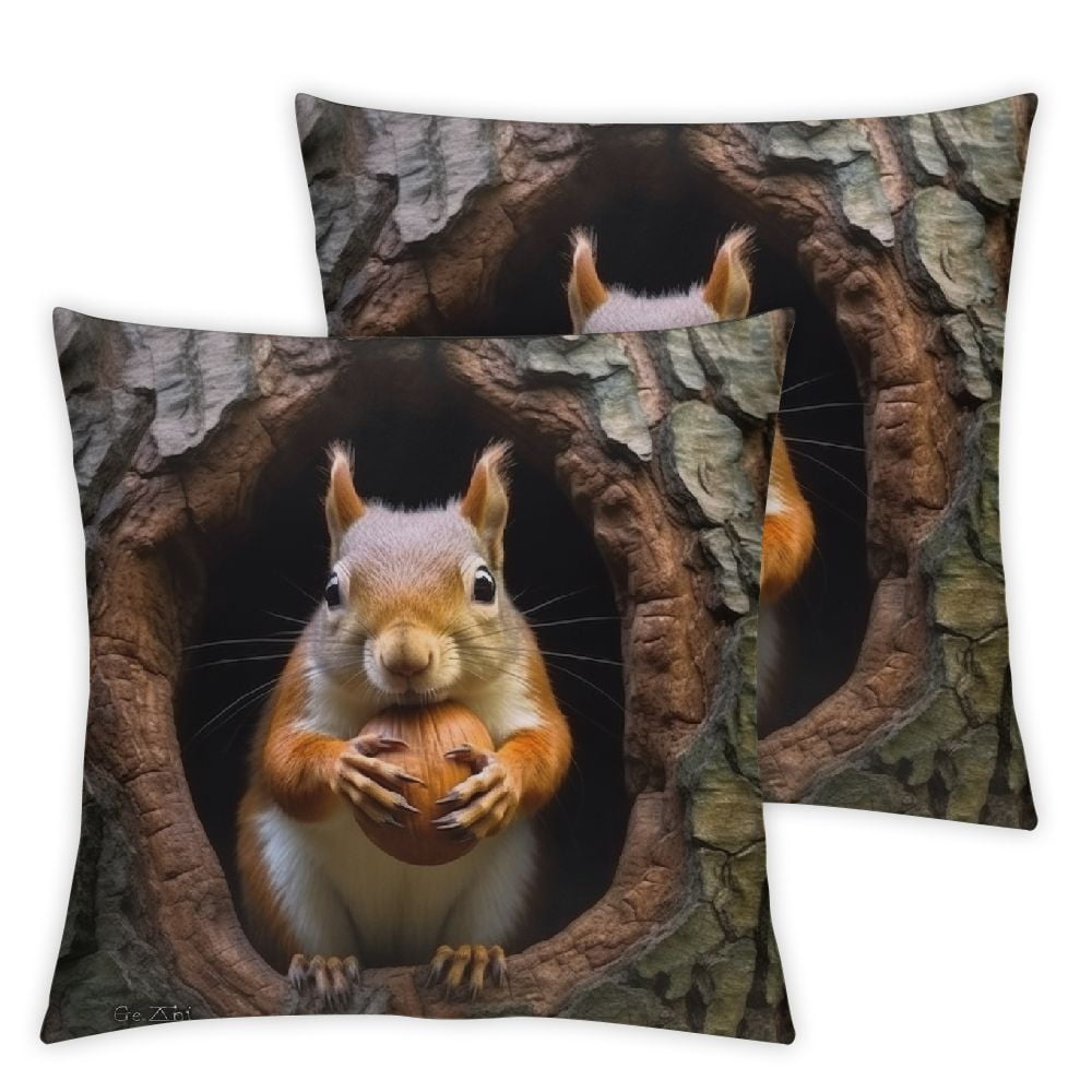 PIKWEEK Squirrel Pillow Case Cushion Cover Kids Cute Animal Throw ...