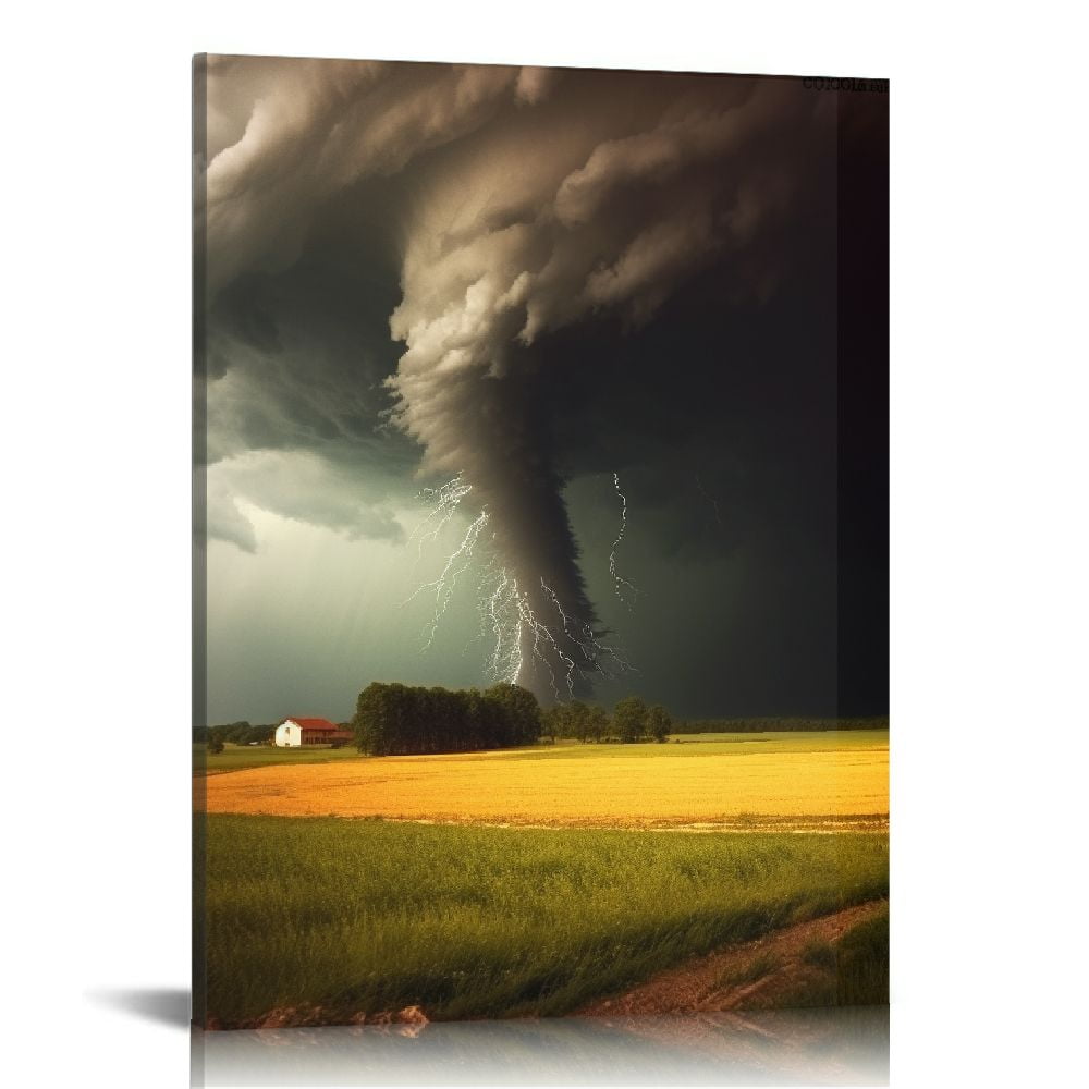 Wuche Storm Wall Art, Tornado Over Open Prairie, Thunderstorm wall art ...