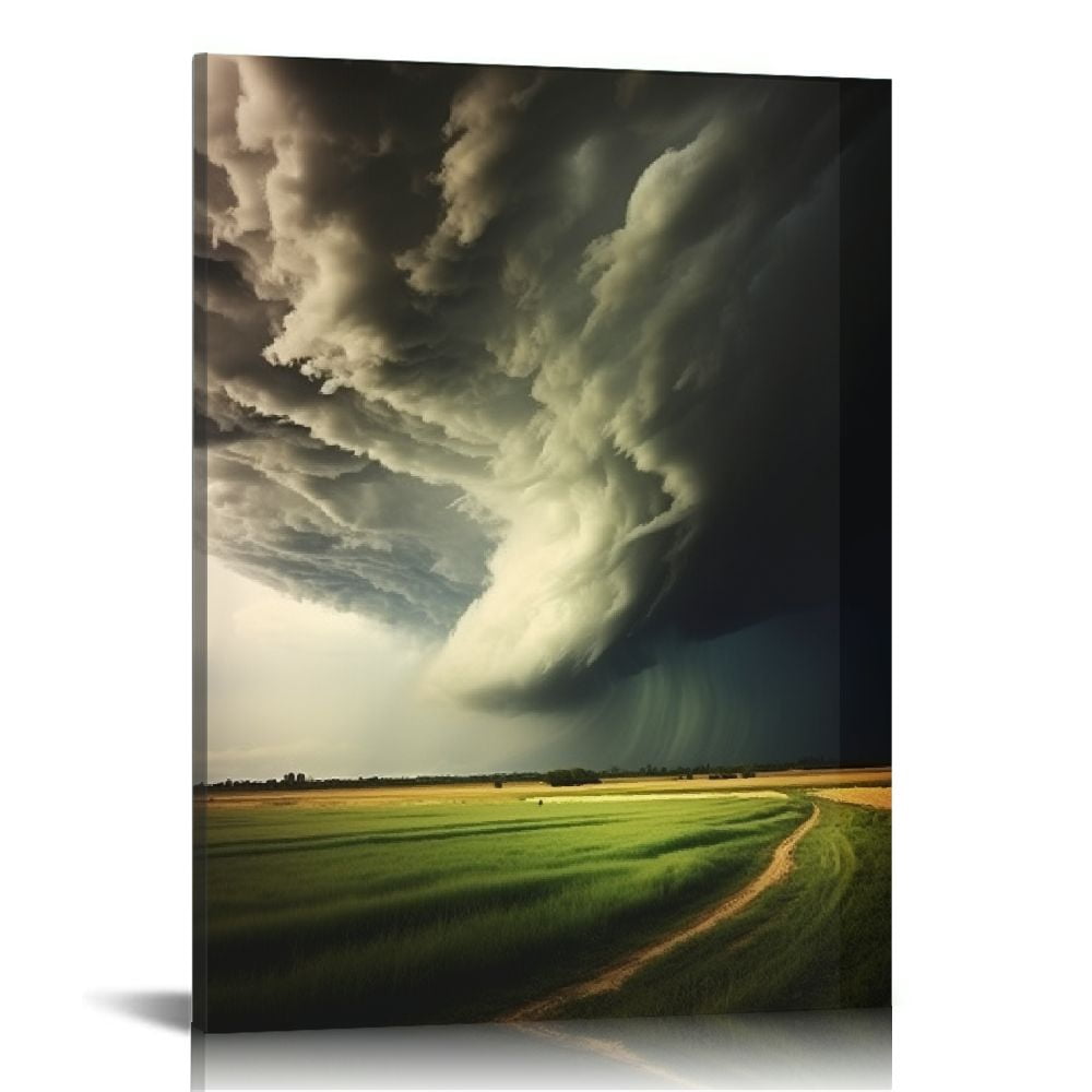 PIKWEEK Storm Wall Art, Tornado Over Open Prairie, Thunderstorm wall ...