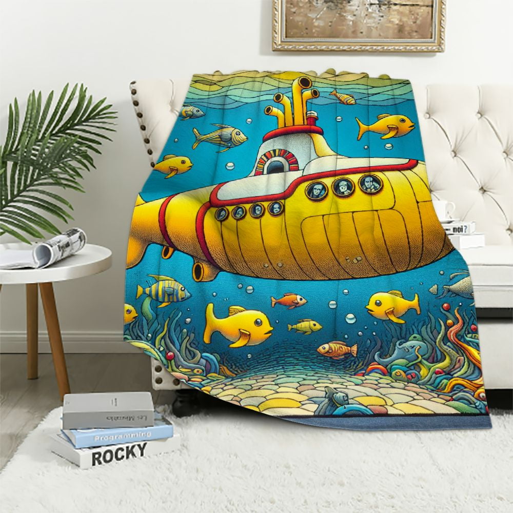 PIKWEEK Submarine Blanket Cartoon Yellow Submarine Throw Blanket for ...