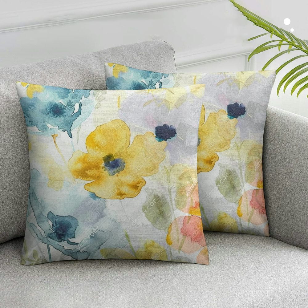 PIKWEEK Summer Floral Decorative Throw Pillow Covers Farmhouse Velvet ...