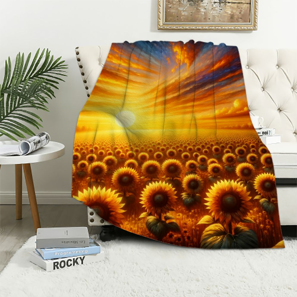 PIKWEEK Sunflower Blanket Gifts for Girls Women Floral Dusk Sunset ...