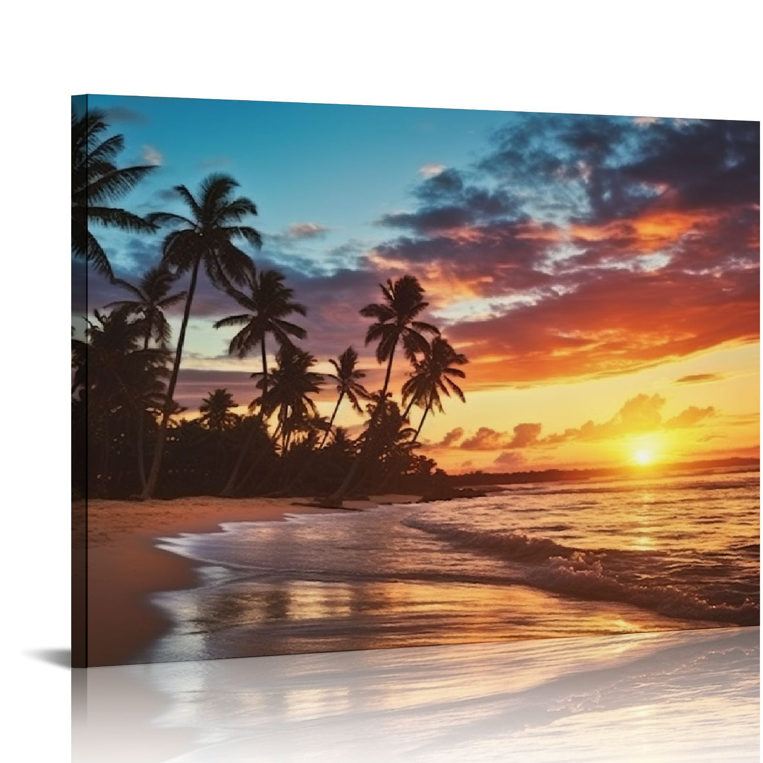 PIKWEEK Sunset Beach Canvas Wall Art - Tropical Island Beach Pictures ...