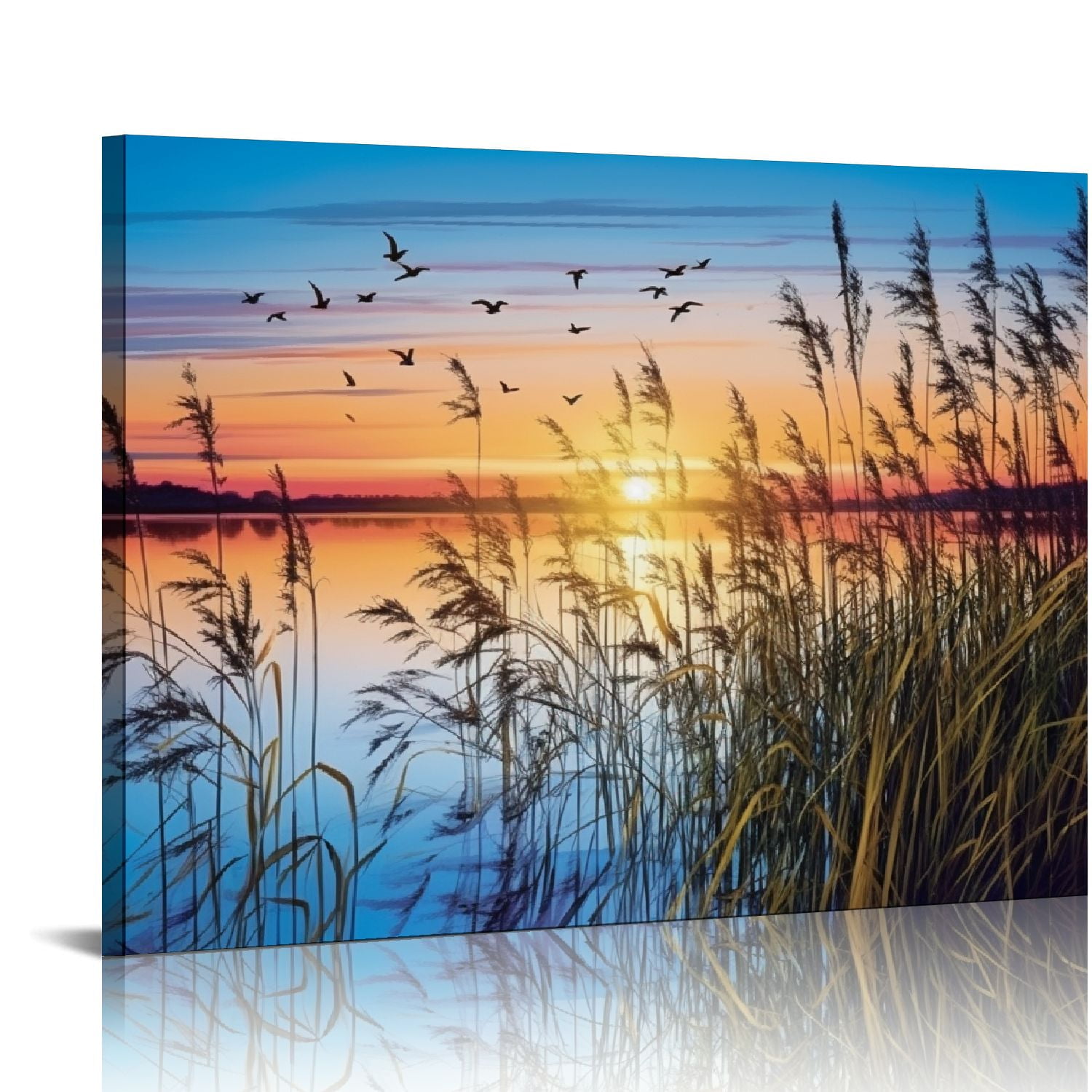 PIKWEEK Sunset Lake Canvas Wall Art - Nature Pictures for Home Decor ...