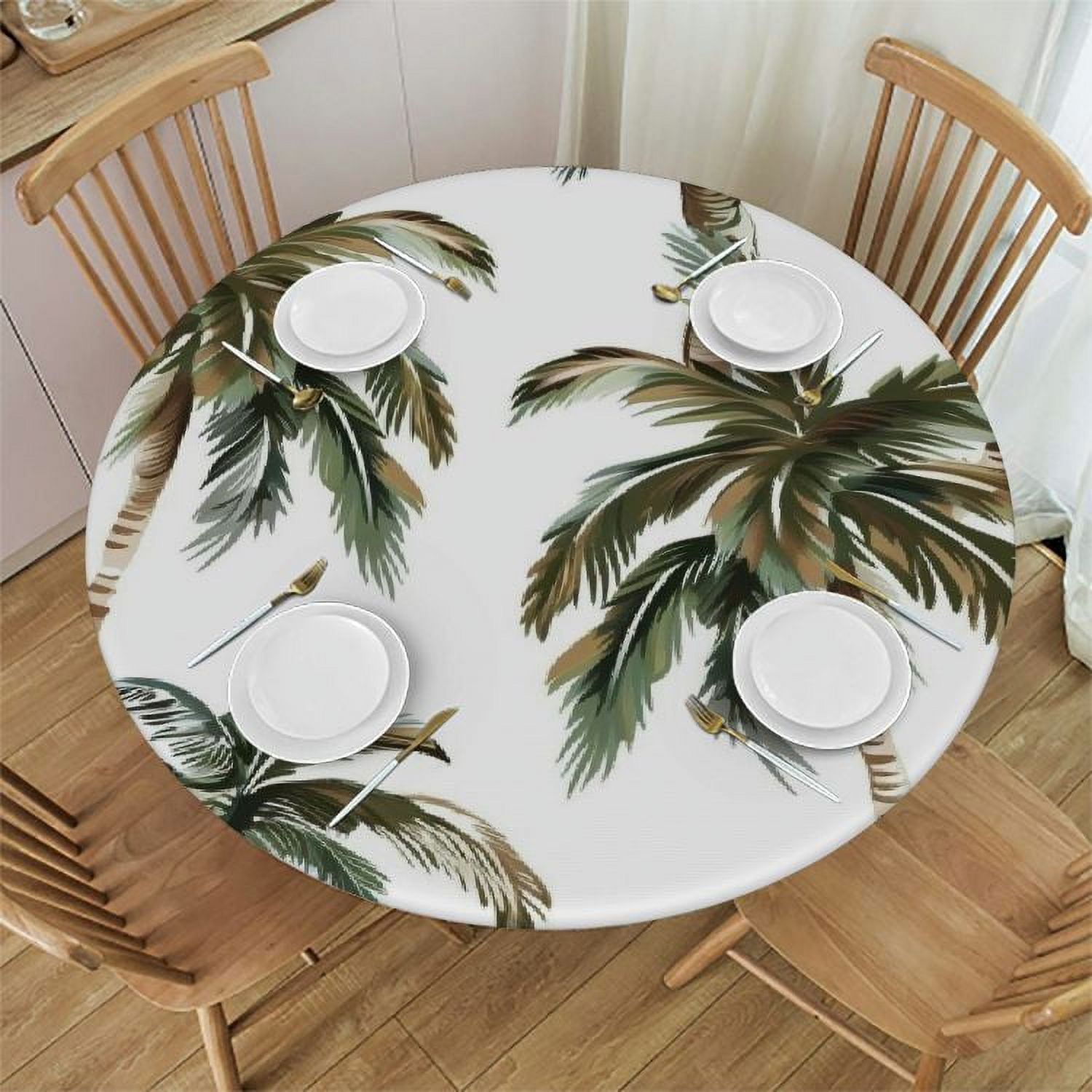 PIKWEEK Table Cover Palm Leaves with Lush Branches and Leaves, Tropical ...