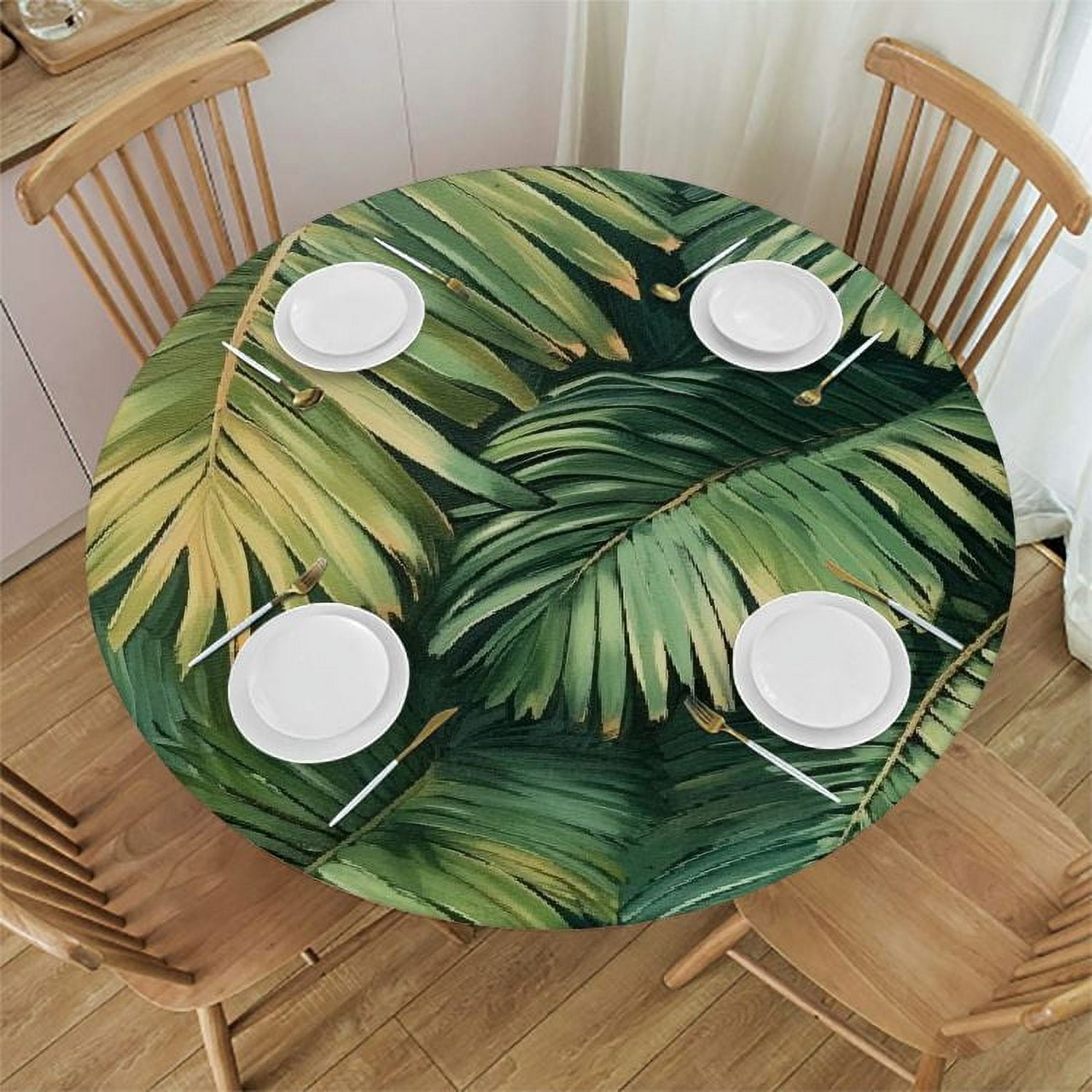 PIKWEEK Table Cover Palm Leaves with Lush Branches and Leaves, Tropical ...