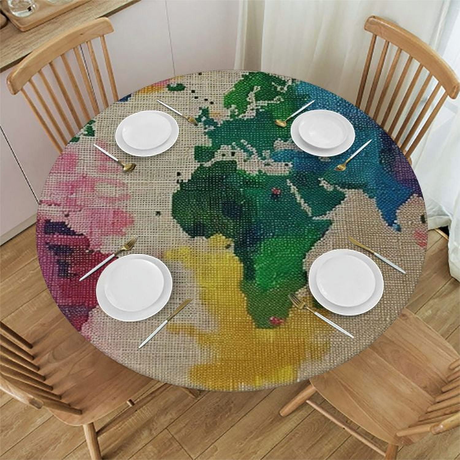 PIKWEEK Tablecloths Ink World Map Paint Splattered Abstract Splat ...