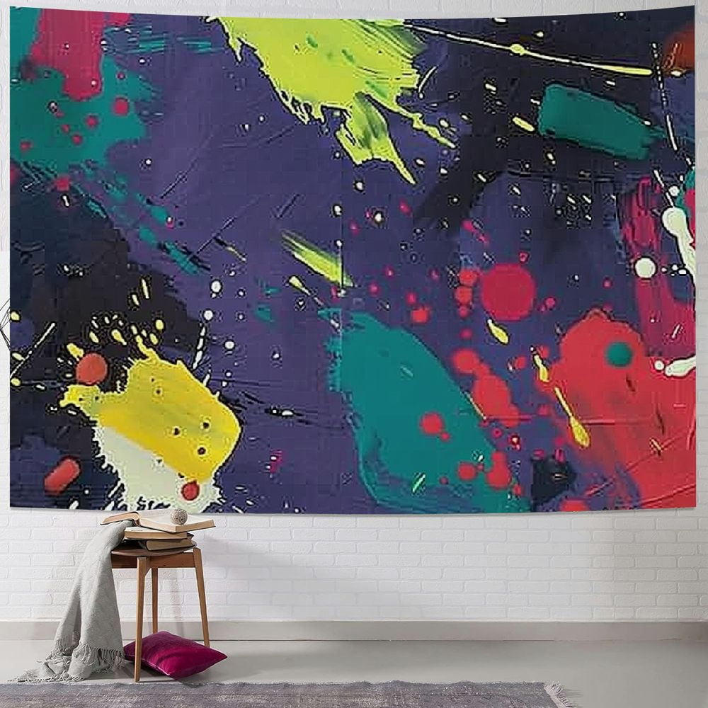 Wuche Tapestry Pattern Colorful Seamless Paint Yellow Splatters Blue On ...
