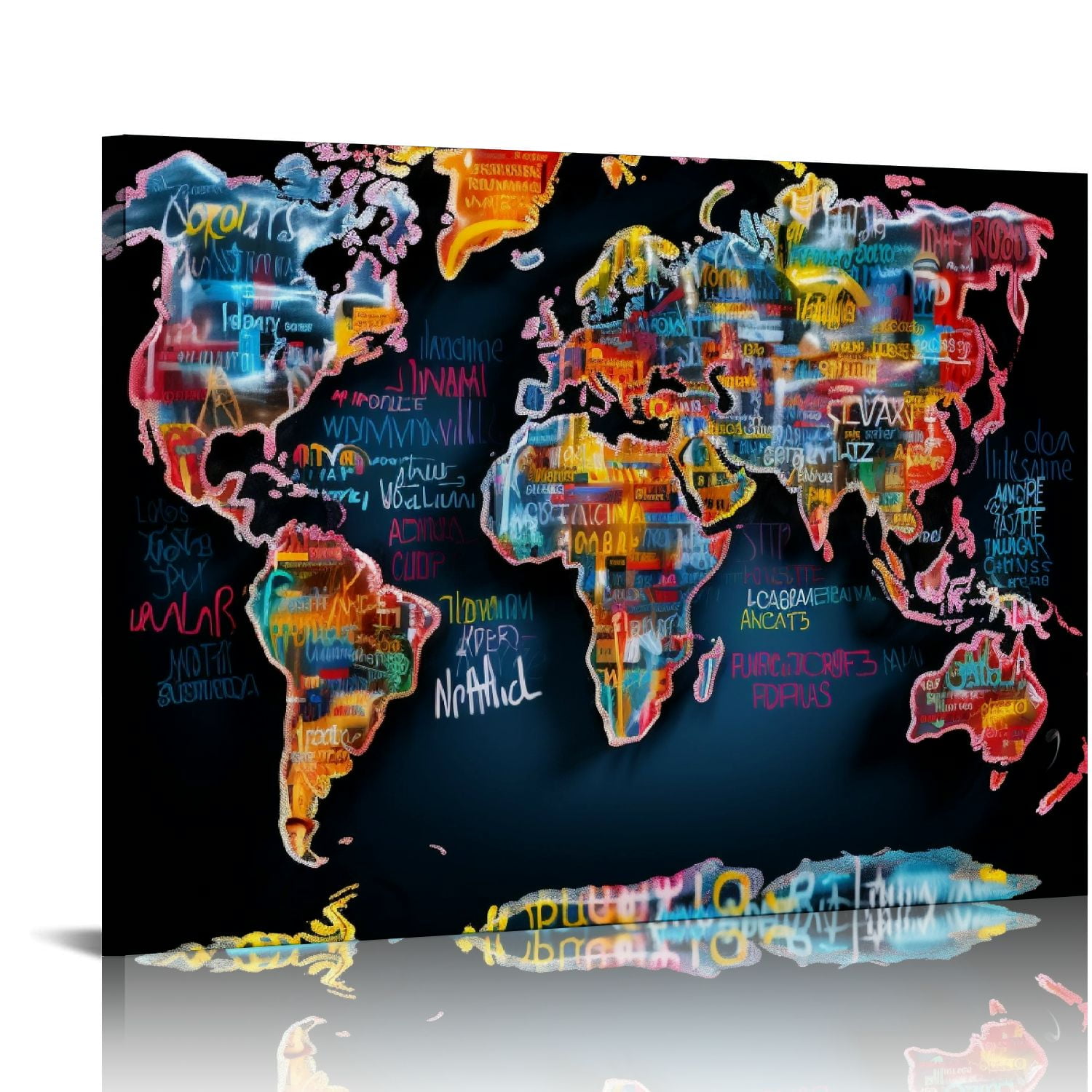 Wuche Teal Bedroom Wall-Art - World Map Wall Decor - World Maps For ...