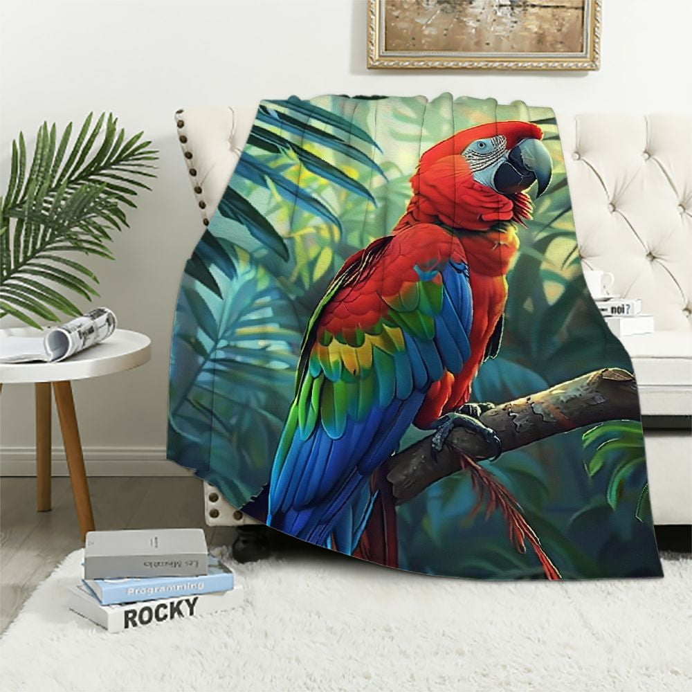 PIKWEEK Throw Blanket Colorful Tropical Parrots Flannel Soft Cozy ...