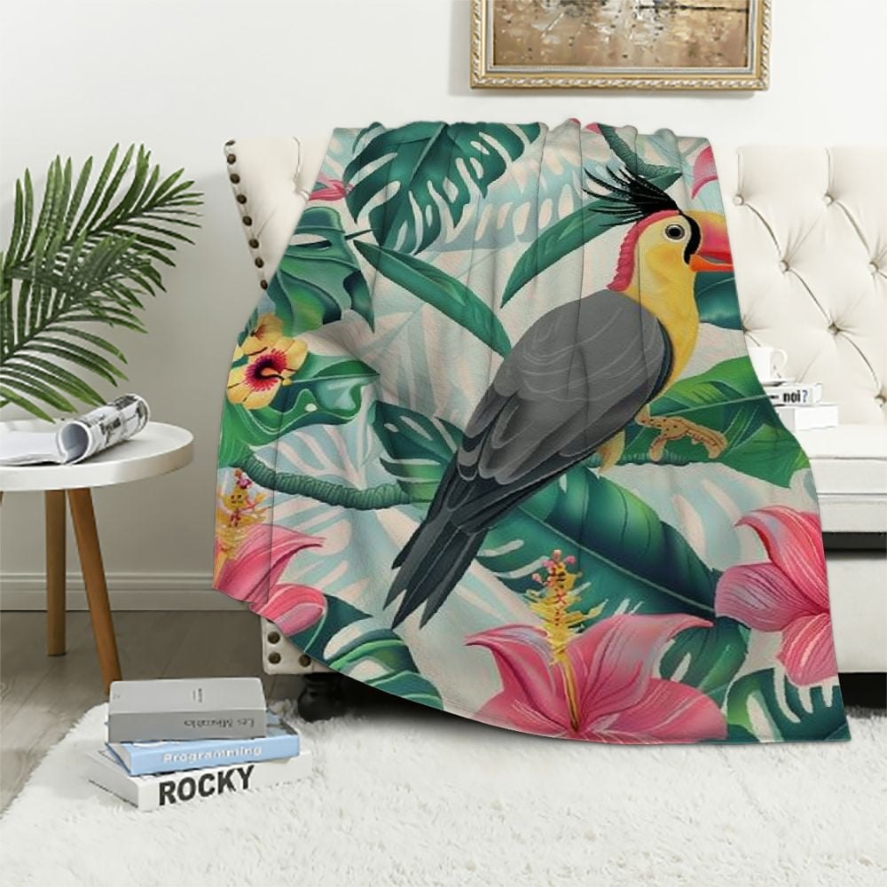 PIKWEEK Throw Blanket Colorful Tropical Parrots Flannel Soft Cozy ...