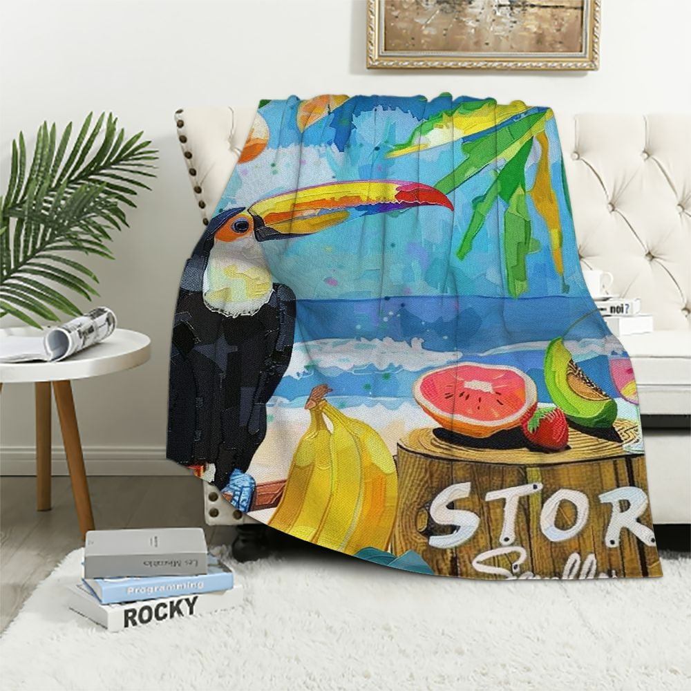PIKWEEK Throw Blanket Colorful Tropical Parrots Flannel Soft Cozy ...