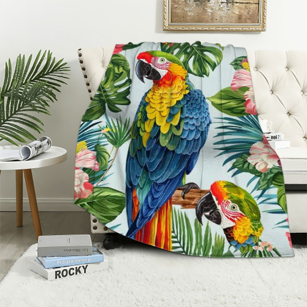 PIKWEEK Throw Blanket Colorful Tropical Parrots Flannel Soft Cozy ...