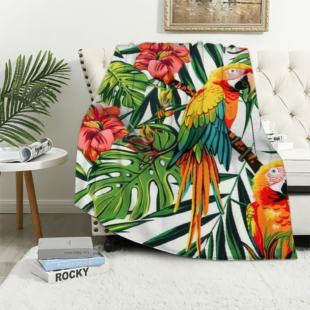 PIKWEEK Throw Blanket Colorful Tropical Parrots Flannel Soft Cozy ...