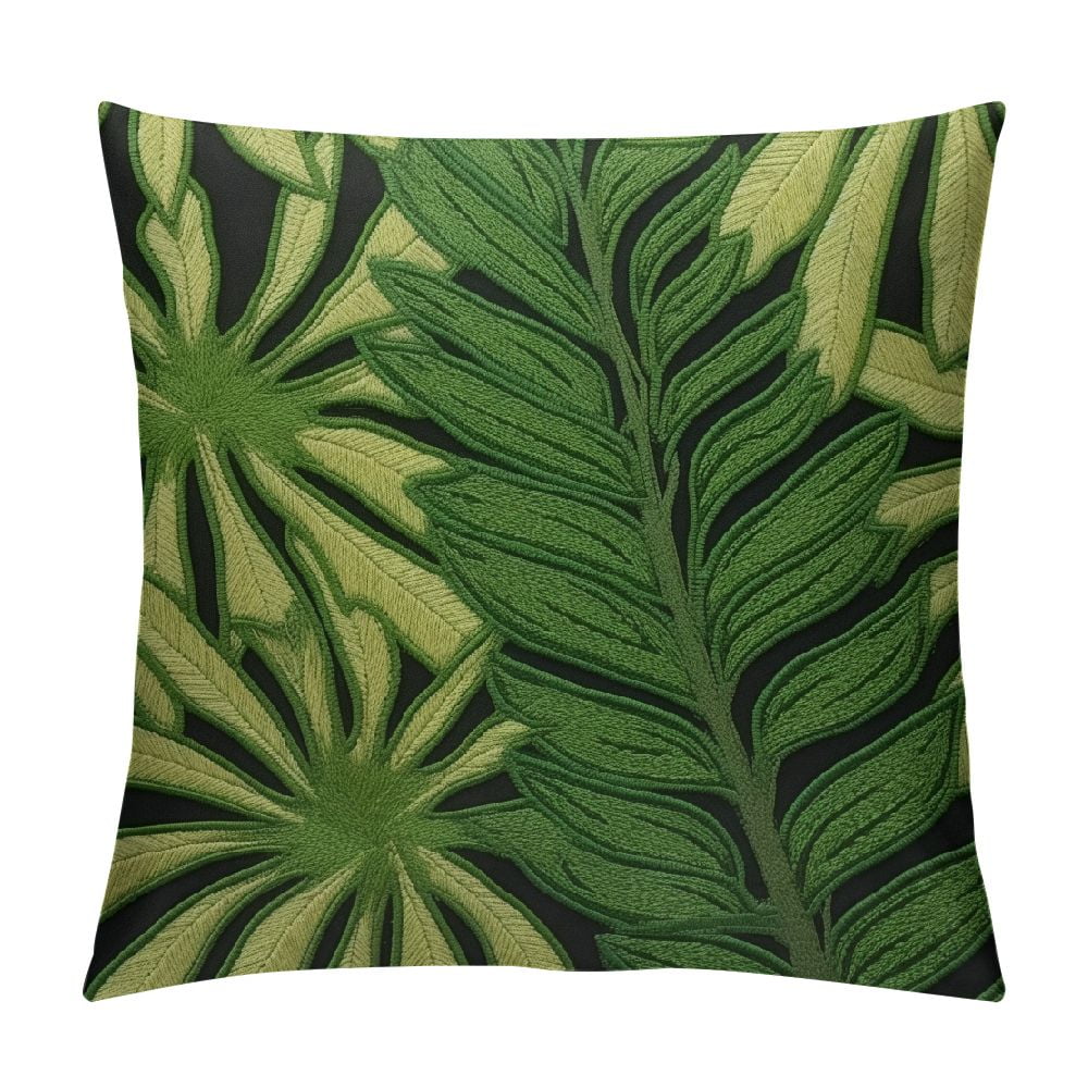 Wuche Throw Pillow Covers 18x18 Home Decor Loop Tropical Green Leave ...