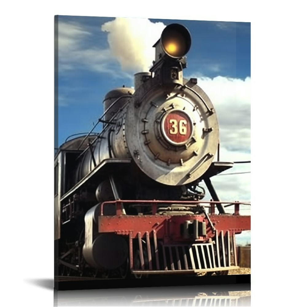 Wuche Train with Gray Smoke Steam Trains in Progress Wall Art Painting ...