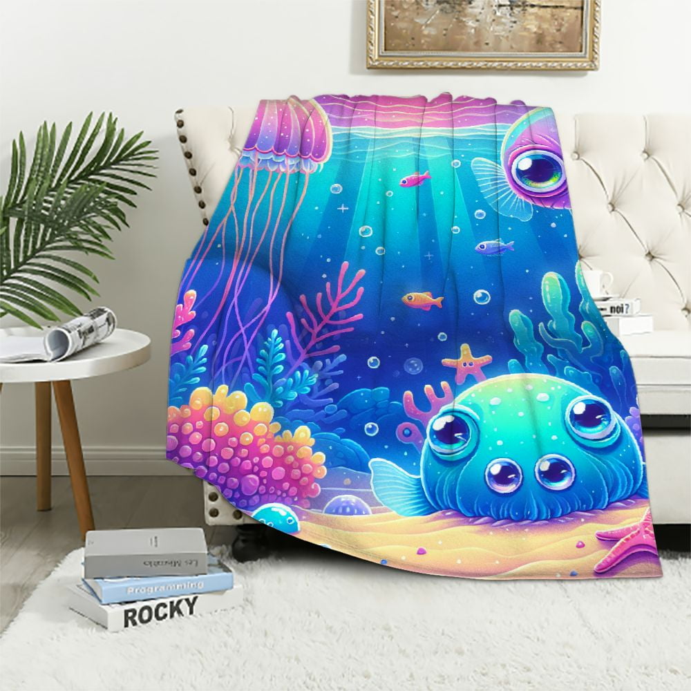 PIKWEEK Undersea World Throw Blanket,The Underwater World of Fish and ...