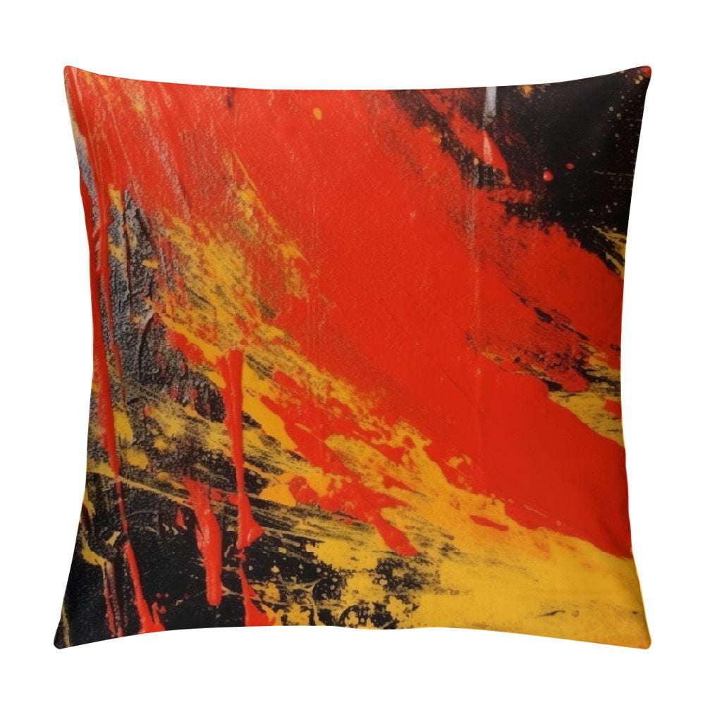 Wuche Vintage Abstract Red Yellow And Blue Messy Rust Painting ...