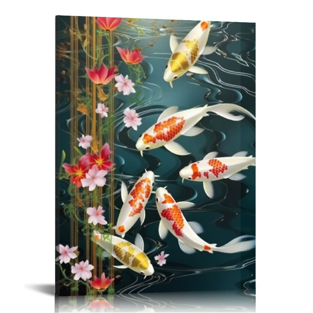 PIKWEEK Wall Art Picture HD Print Chinese Abstract Nine Koi Fish ...