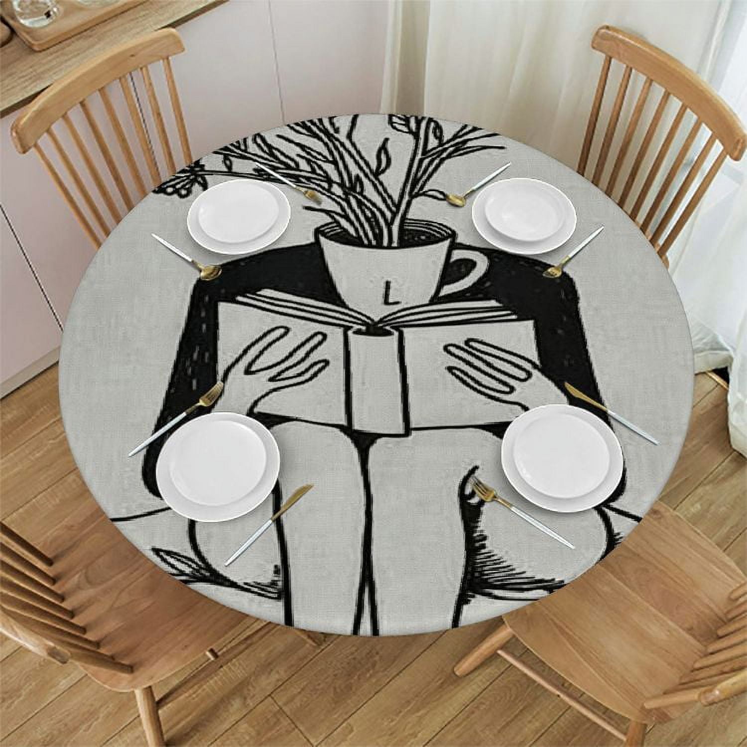 PIKWEEK Washable for Home Kitchen Outdoor Decoration Round Tablecloth ...