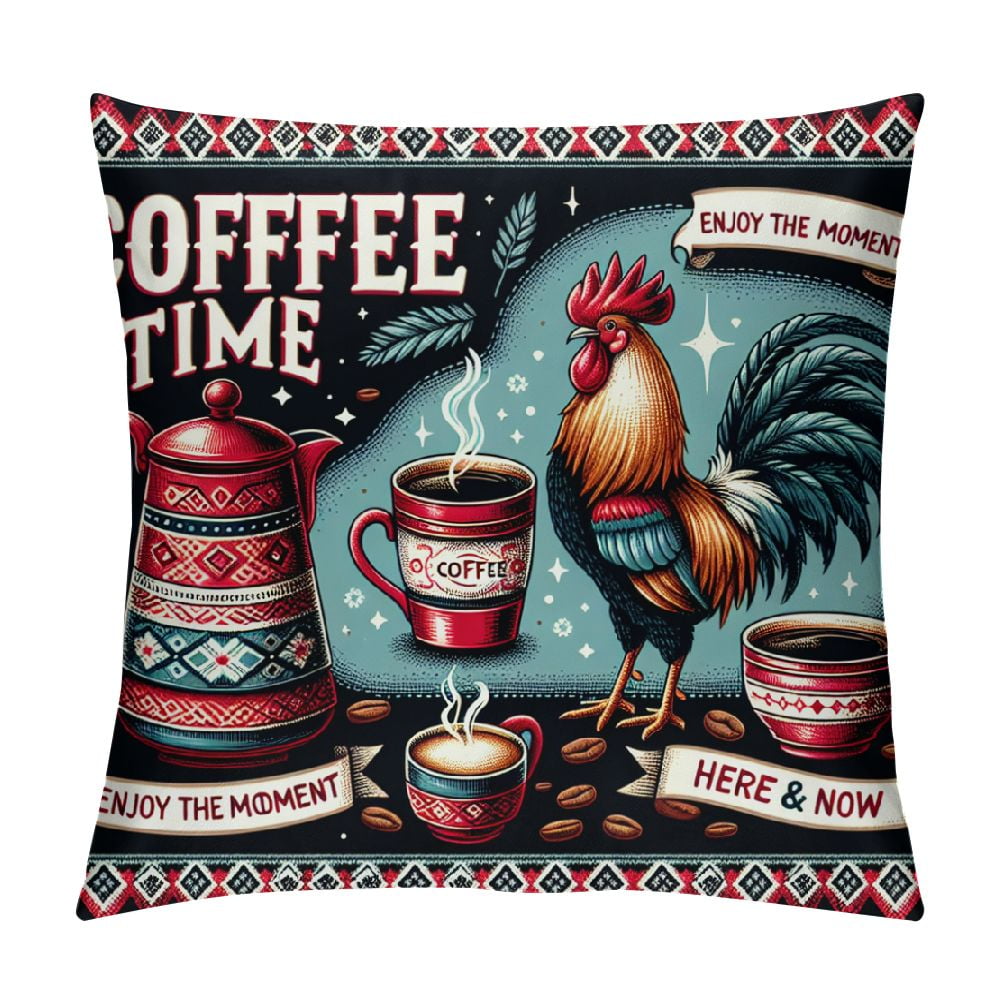 Wuche Watercolor Chicken Pillow Cover 18x18 Inch Cute Farm Animal Retro ...