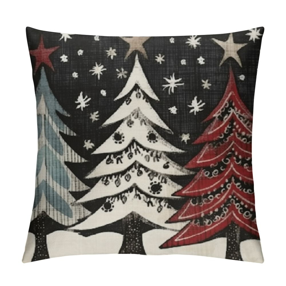 PIKWEEK Watercolor Red and Black Buffalo Plaid Christmas Trees Throw ...